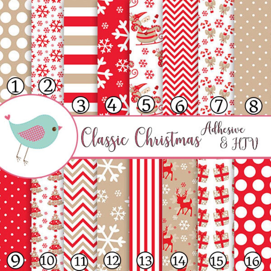 Classic Christmas Snowflake Holiday Vinyl Sheets Print Adhesive Vinyl ...