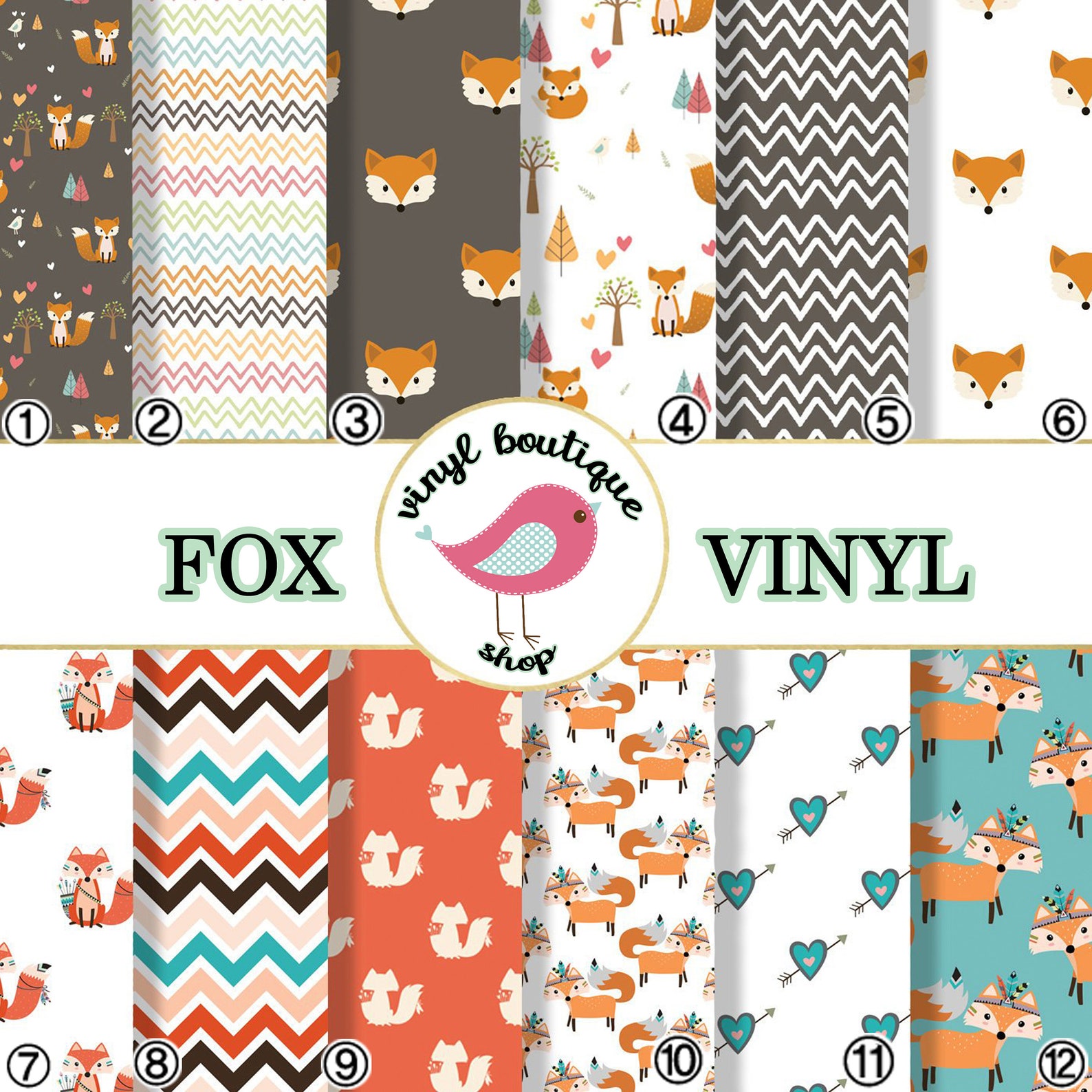Fox Vinyl Sheet Geometric Print Adhesive Vinyl Heat Transfer Craft ...