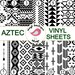 Aztec Vinyl Sheet Black and White Geometric Print Adhesive Vinyl Heat ...