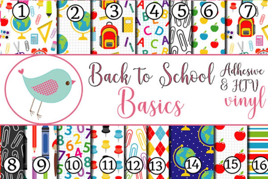 Back to School Pencils, Apples, Notebook Apples Vinyl Sheet Print ...