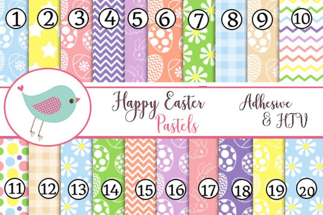 Happy Easter Pastels Craft Vinyl HTV Vinyl Prints Heat Transfer Vinyl ...