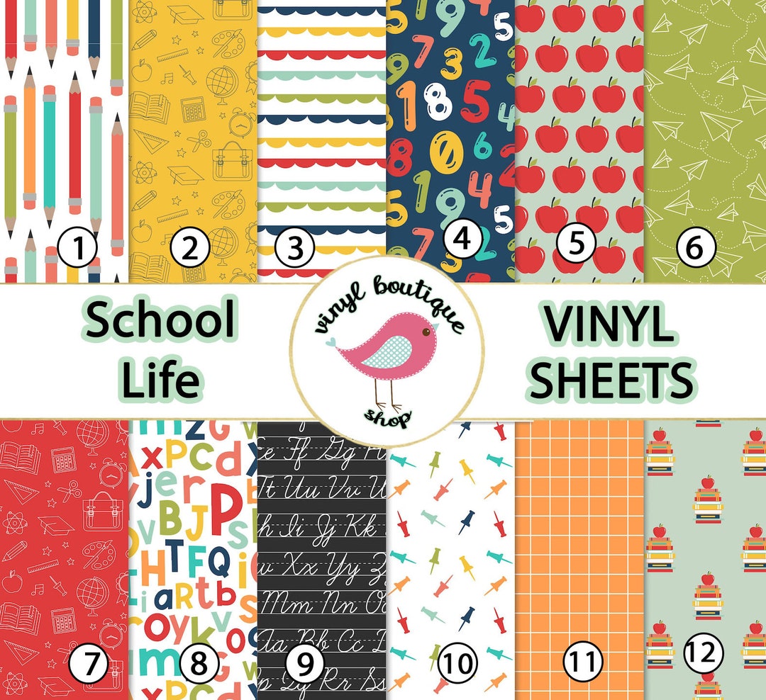 Back to School, Chalk, Apples, Alphabet Vinyl Sheets Print Adhesive ...