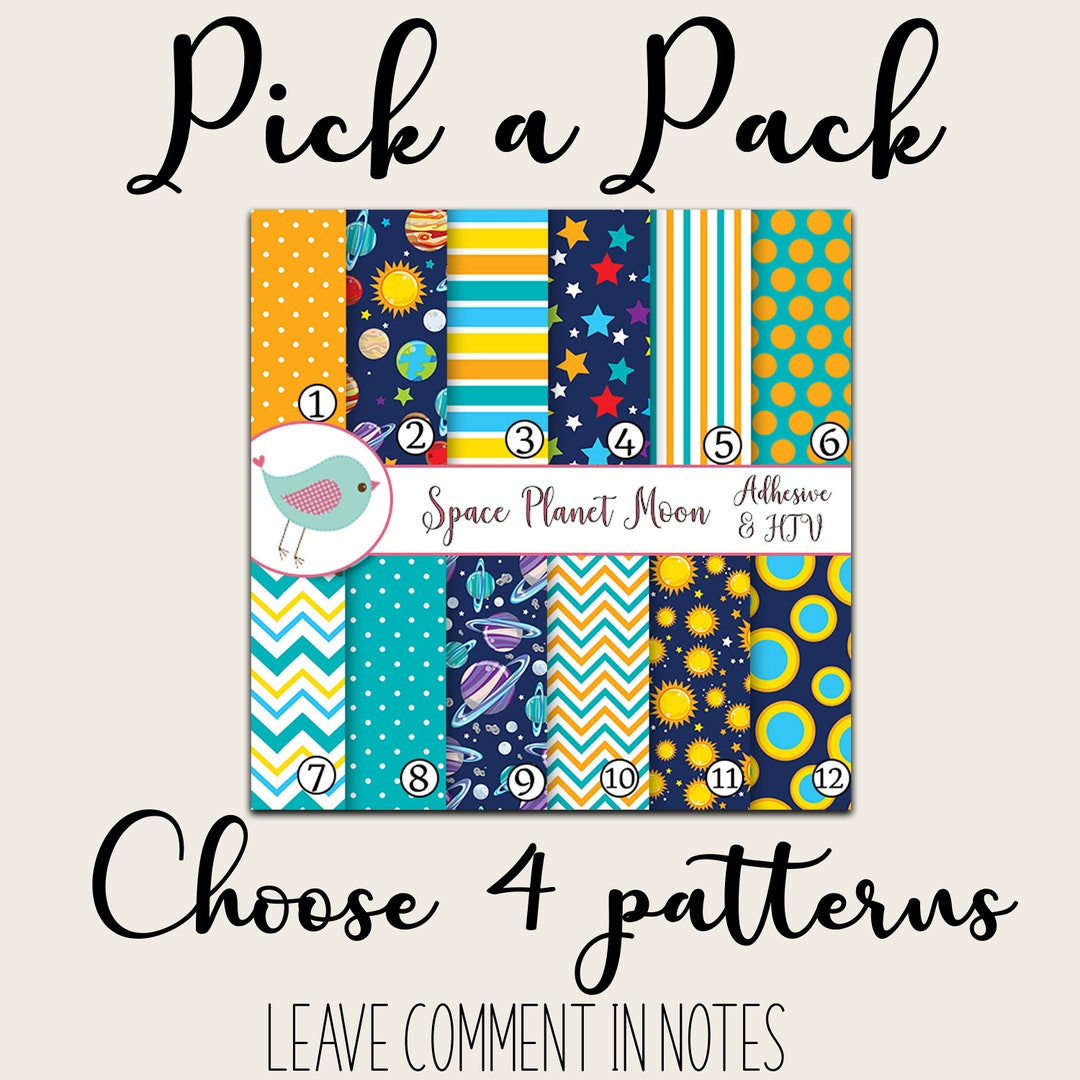 Pick a Pack Choose 4 Patterns Space Planet Moon Stars Sun L Vinyl ...