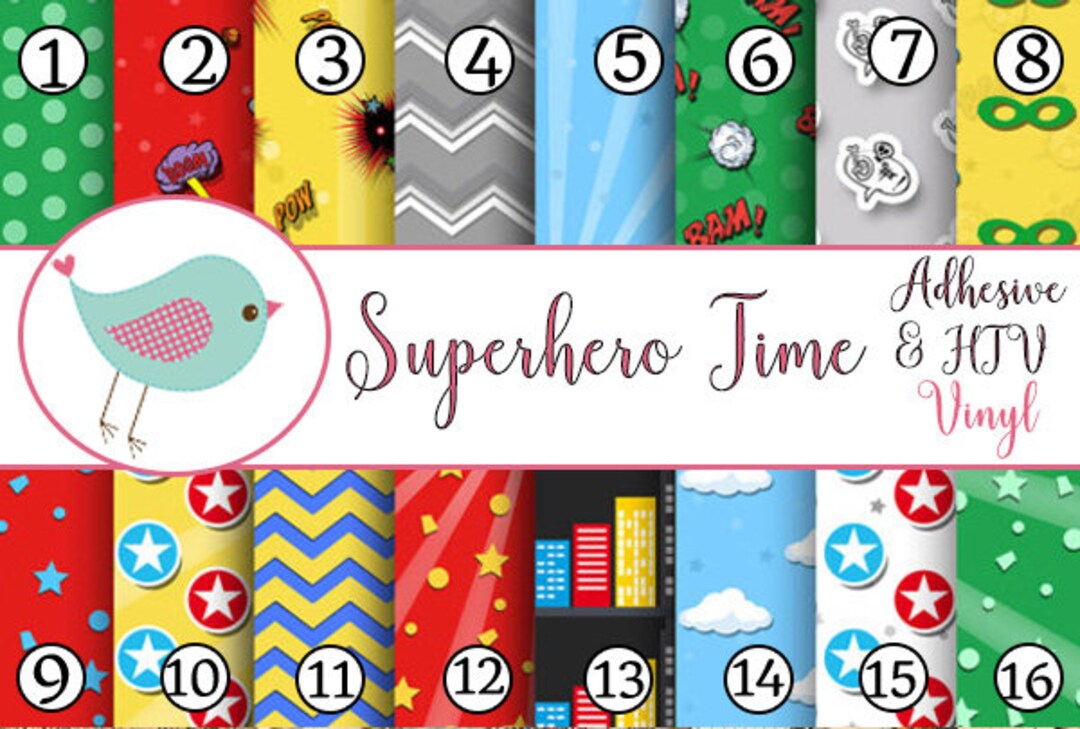 Superhero Kids Bam Boy Red Yellow Vibrant Vinyl Adhesive Vinyl Heat ...