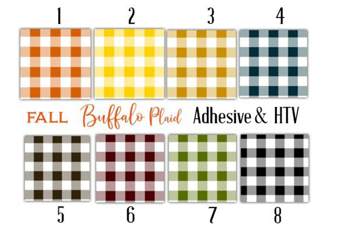 Fall Buffalo Plaid Checkered Sheets Print Adhesive Vinyl Heat Transfer ...