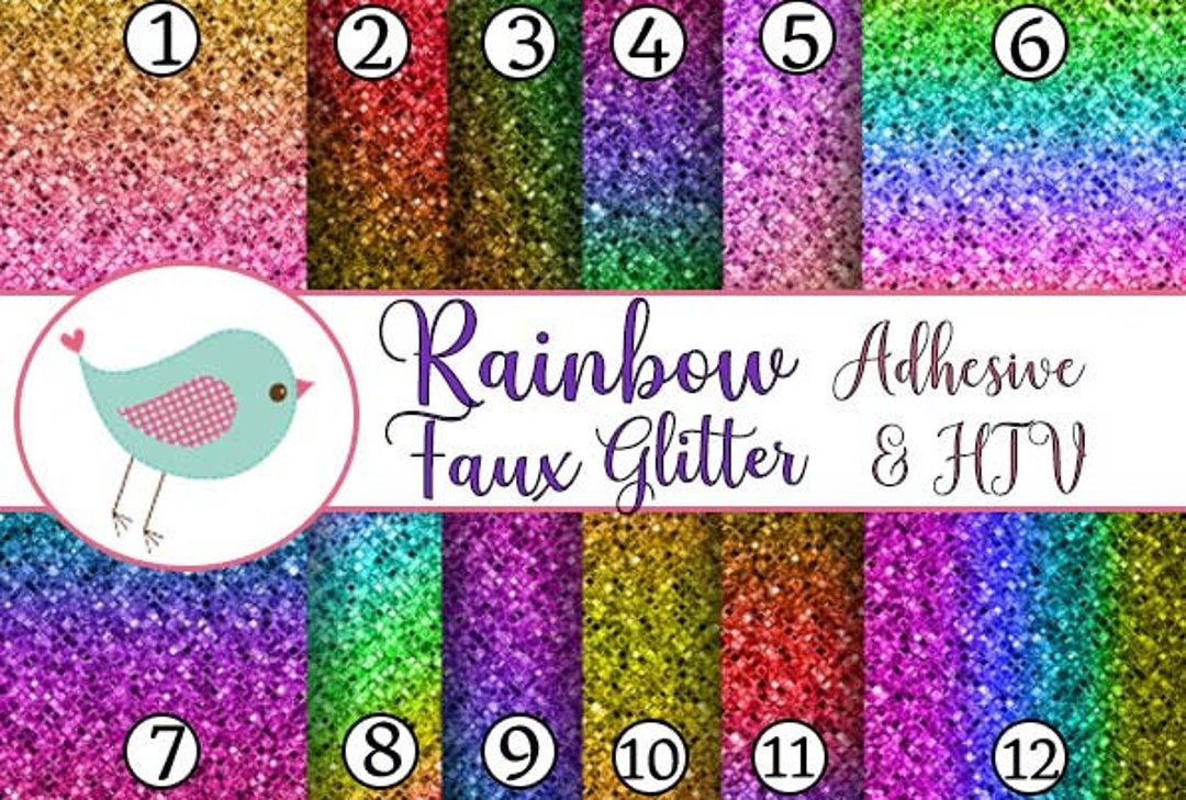 Rainbow Ombre Faux Glitter Adhesive Vinyl Heat Transfer Craft Vinyl ...