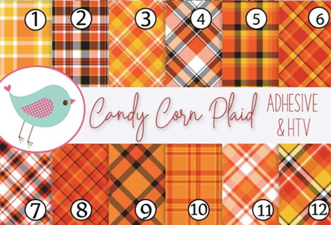 Candy Corn Plaid Orange Plaid Halloween Fall Vinyl Sheets Print ...