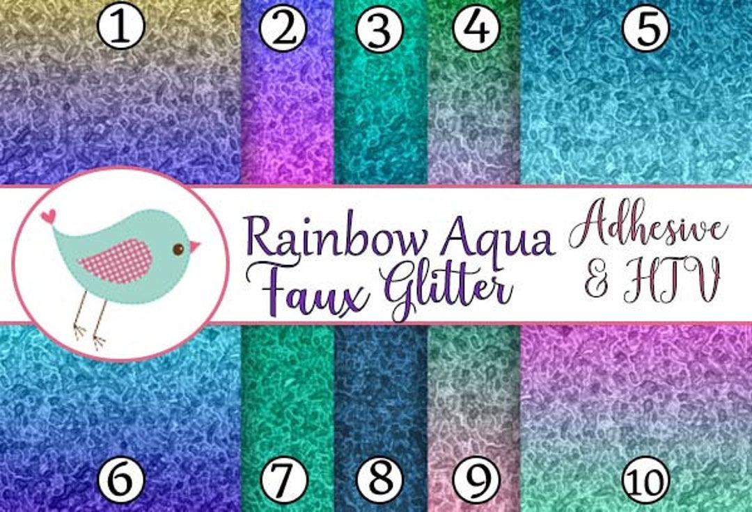 Rainbow Aqua Ombre Faux Glitter Adhesive Vinyl Heat Transfer Craft ...
