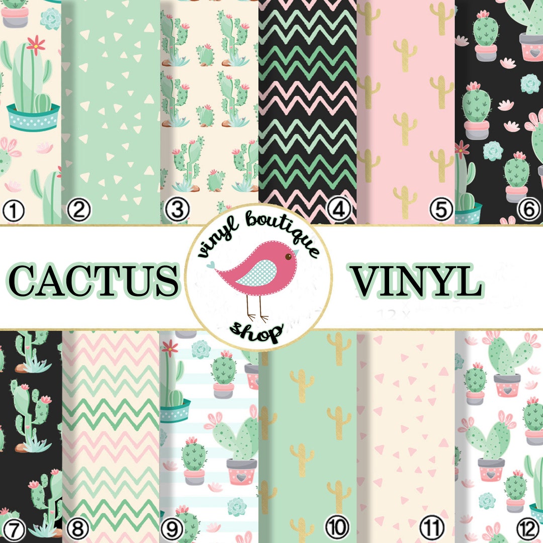 Cactus Vinyl Sheet Geometric Print Adhesive Vinyl Heat Transfer Craft ...
