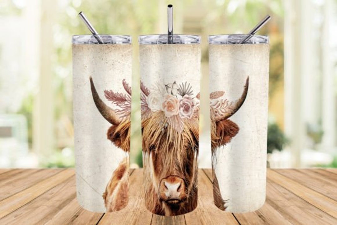 SUBLIMATION TRANSFER Ready to Press Cow Heiffer Skinny Tumbler ...