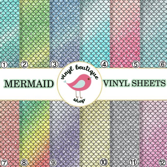 Mermaid Vinyl Sheet Geometric Print Adhesive Vinyl Heat | Etsy