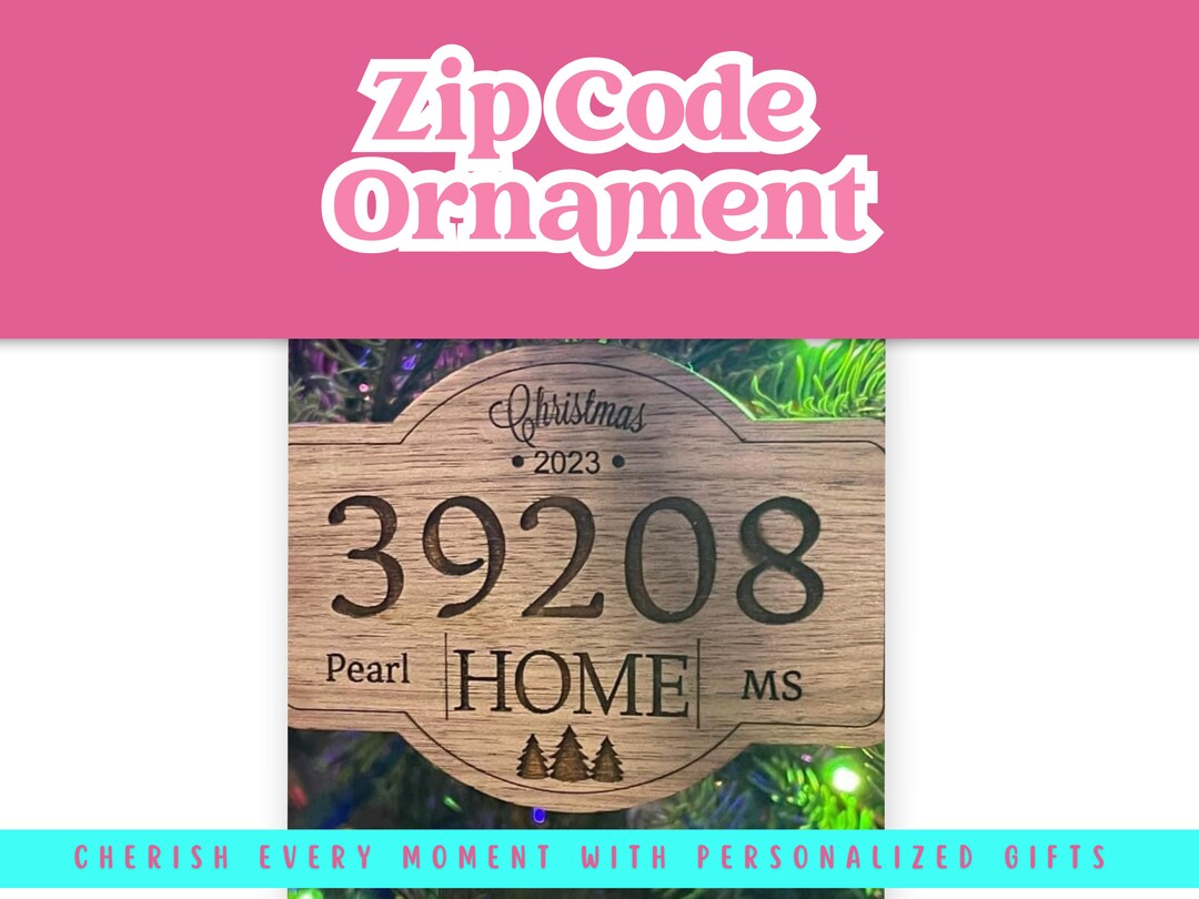 Zip Code Ornament, Custom Engraved Ornament, Hometown Keepsake, Unique ...