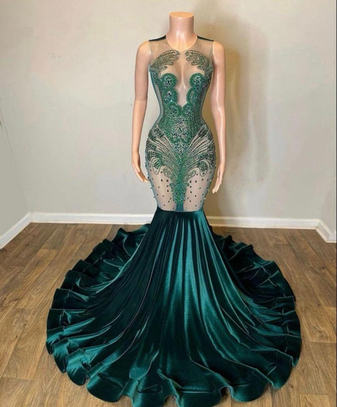 Stunning Emerald Green Prom Dress,mermaid Evening Dress,reception Dress ...