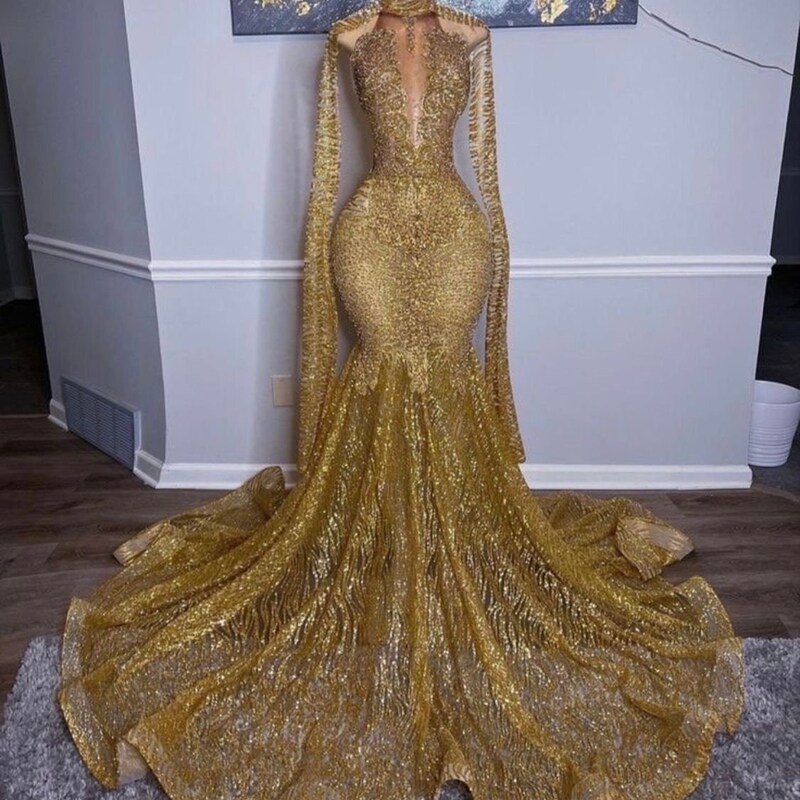 Gold Prom Dress - Etsy
