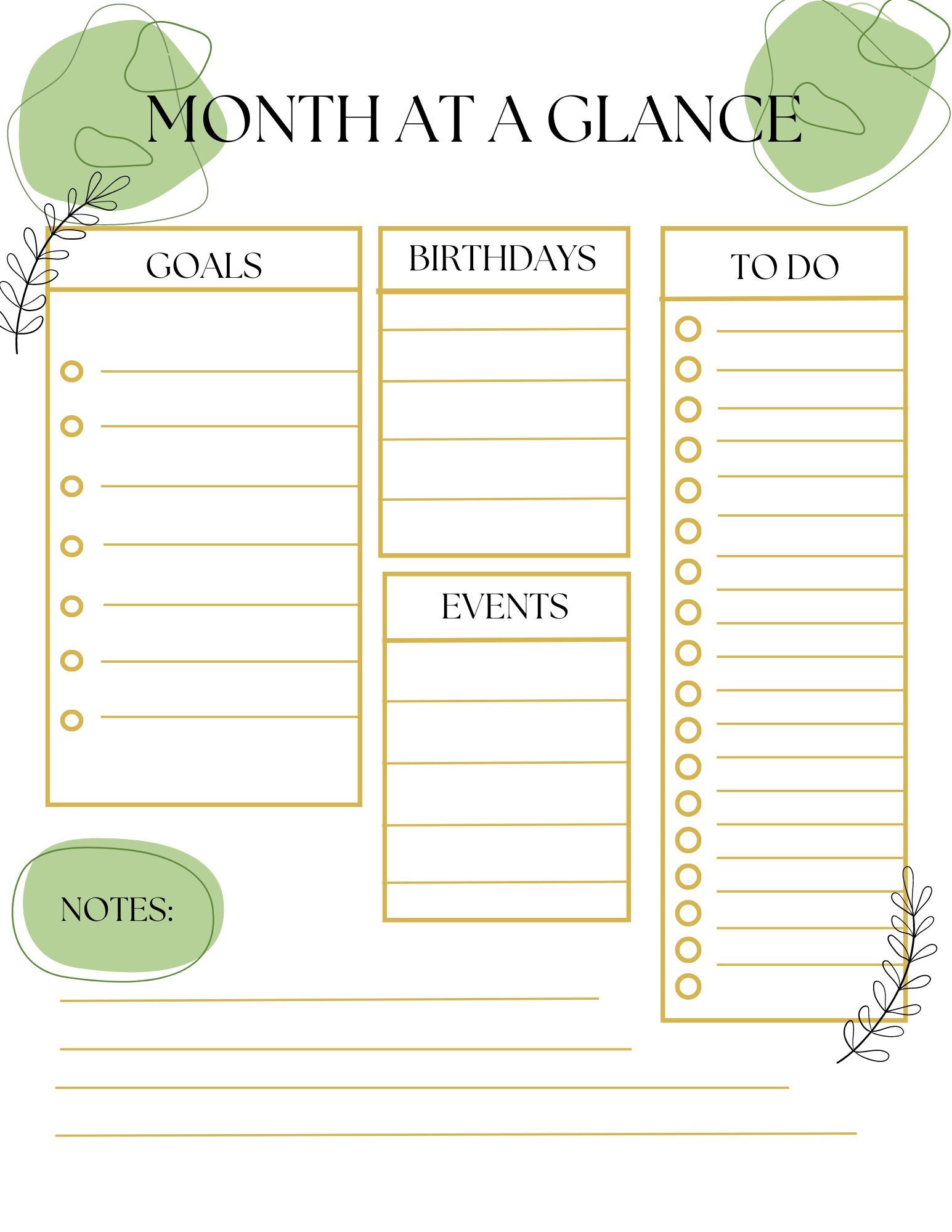 Overview of Month Downloadable Pdf, Month at a Glance , Printable ...