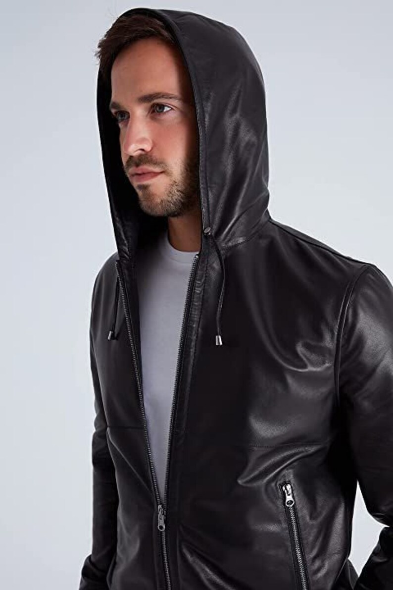 Men's Reversible Sheepskin Leather Jacket With Hood - Etsy