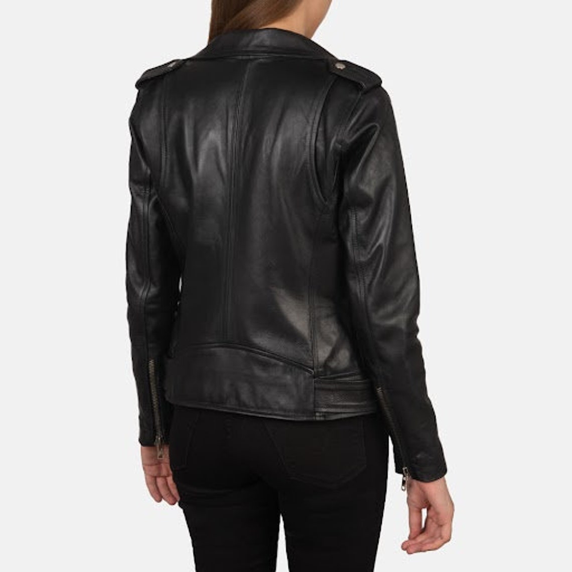 Alison Black Leather Biker Jacket.women Jacket, Women Leather Jacket - Etsy