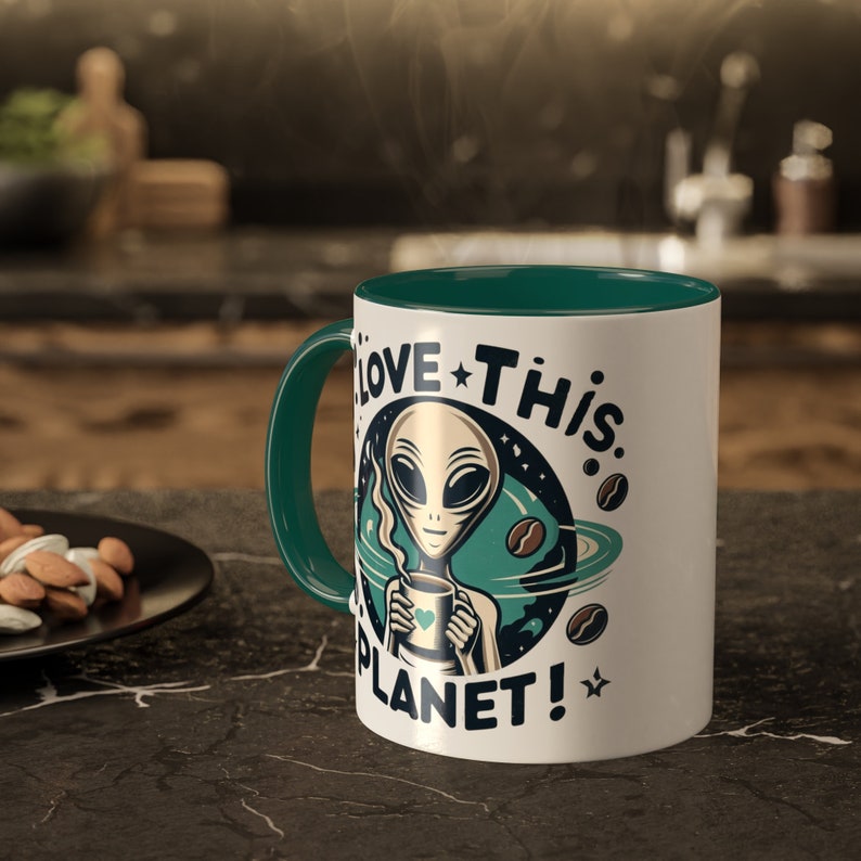 Alien Coffee Mug, I Love This Planet Mug, Funny Coffee Cup, Space ...
