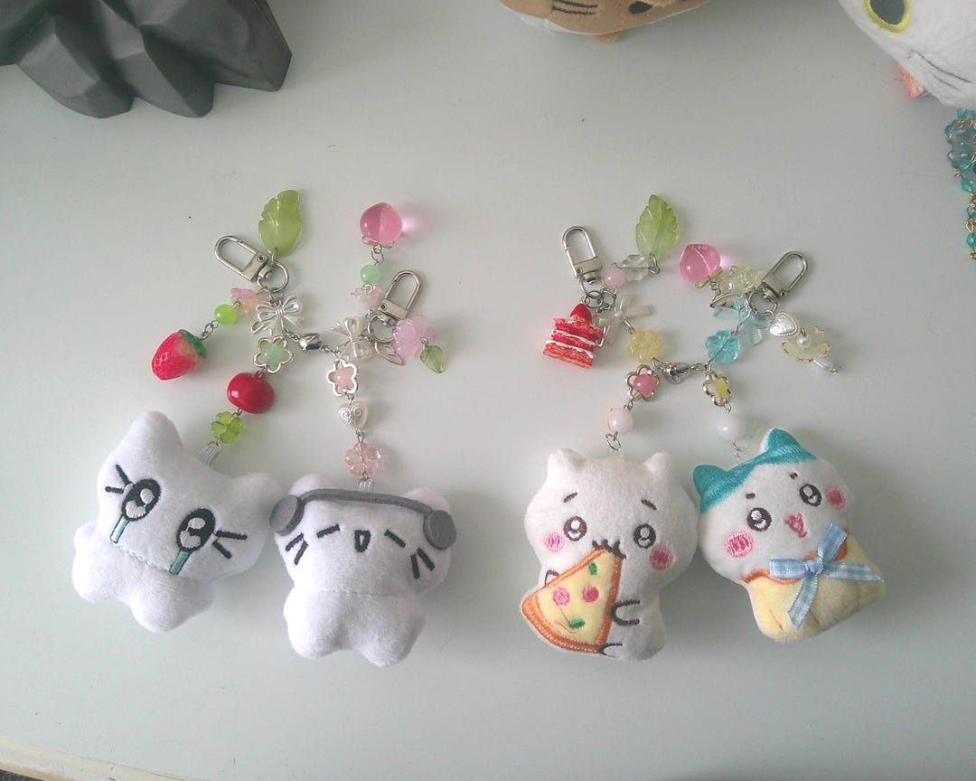 Magnetic Plushie Keychains Heisei Retro Dtdeco Kawaii Glass Trinket ...