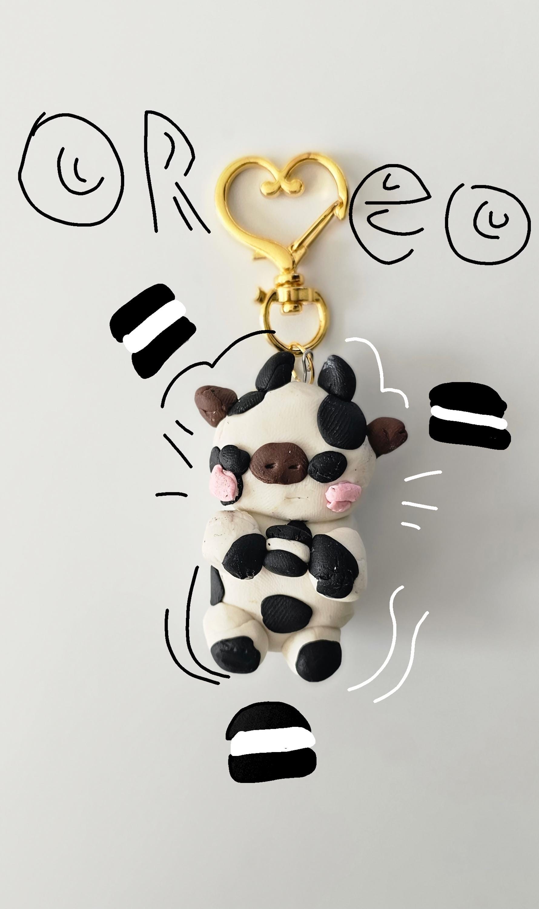 Cute Strawberry Milk Cow Polymer Clay Keychaindessert ...