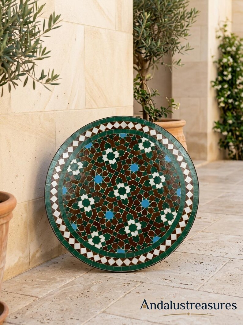 Moroccan Outdoor Coffee Table, Colorful Zellige Mosaic - Balcony Decor ...