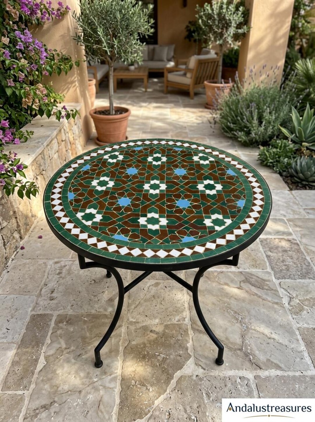 Moroccan Outdoor Coffee Table, Colorful Zellige Mosaic - Balcony Decor ...