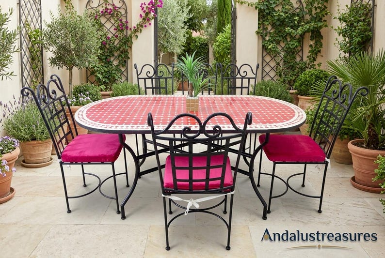 Moroccan Mosaic Coffee Table - Handcrafted Fes Zellige, Indoor Outdoor ...