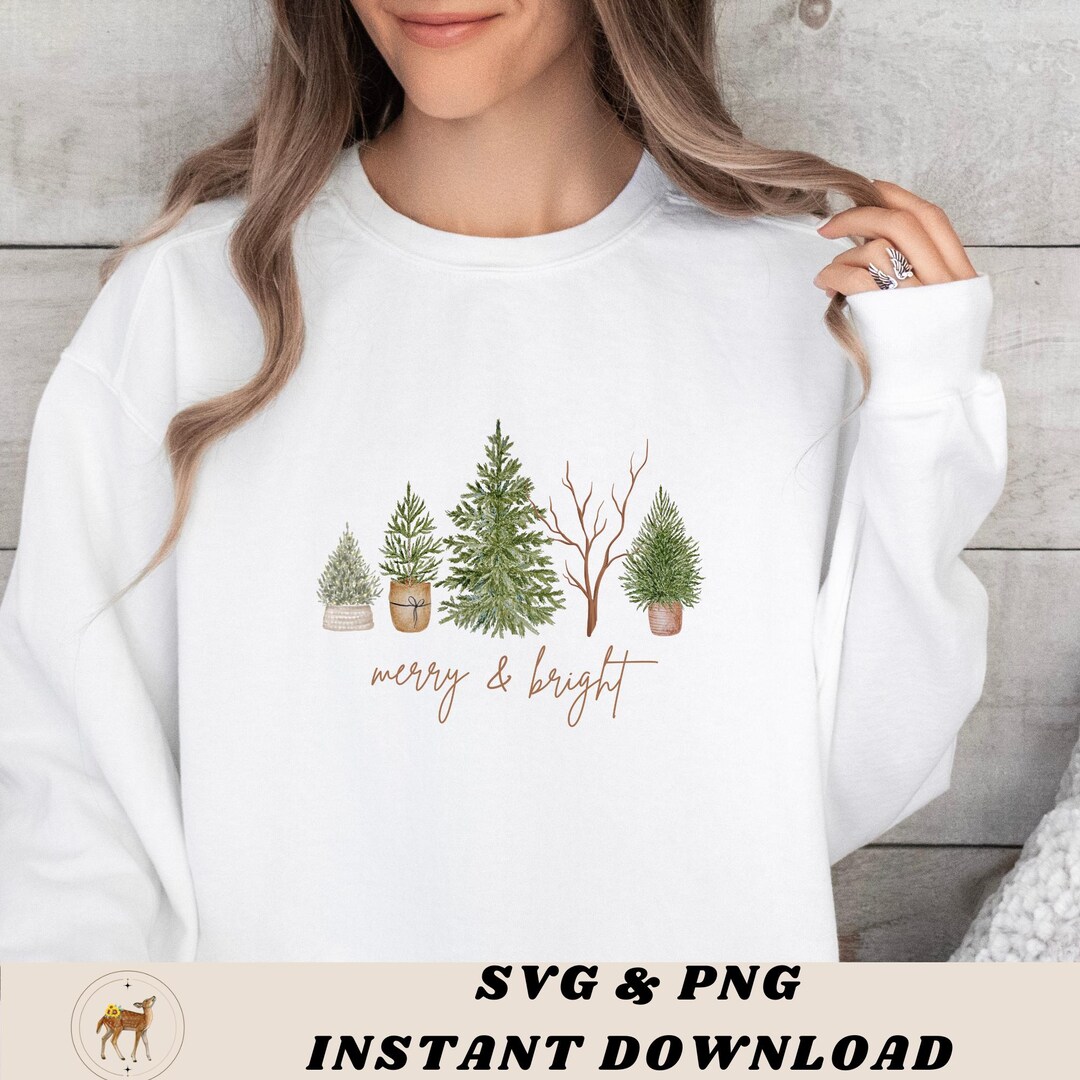 Merry & Bright Winter Trees Logo / SVG / PNG /trending /pine Trees ...