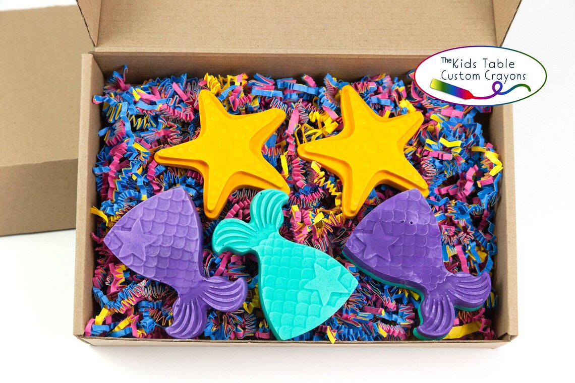 Jumbo Size Mermaid Theme Crayons, Mermaid Tales and Starfish, Can Come ...