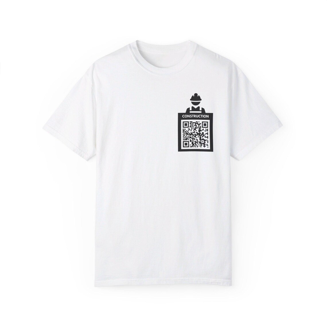 Custom QR Code Construction Worker T-shirt, Small Business Work Crew ...