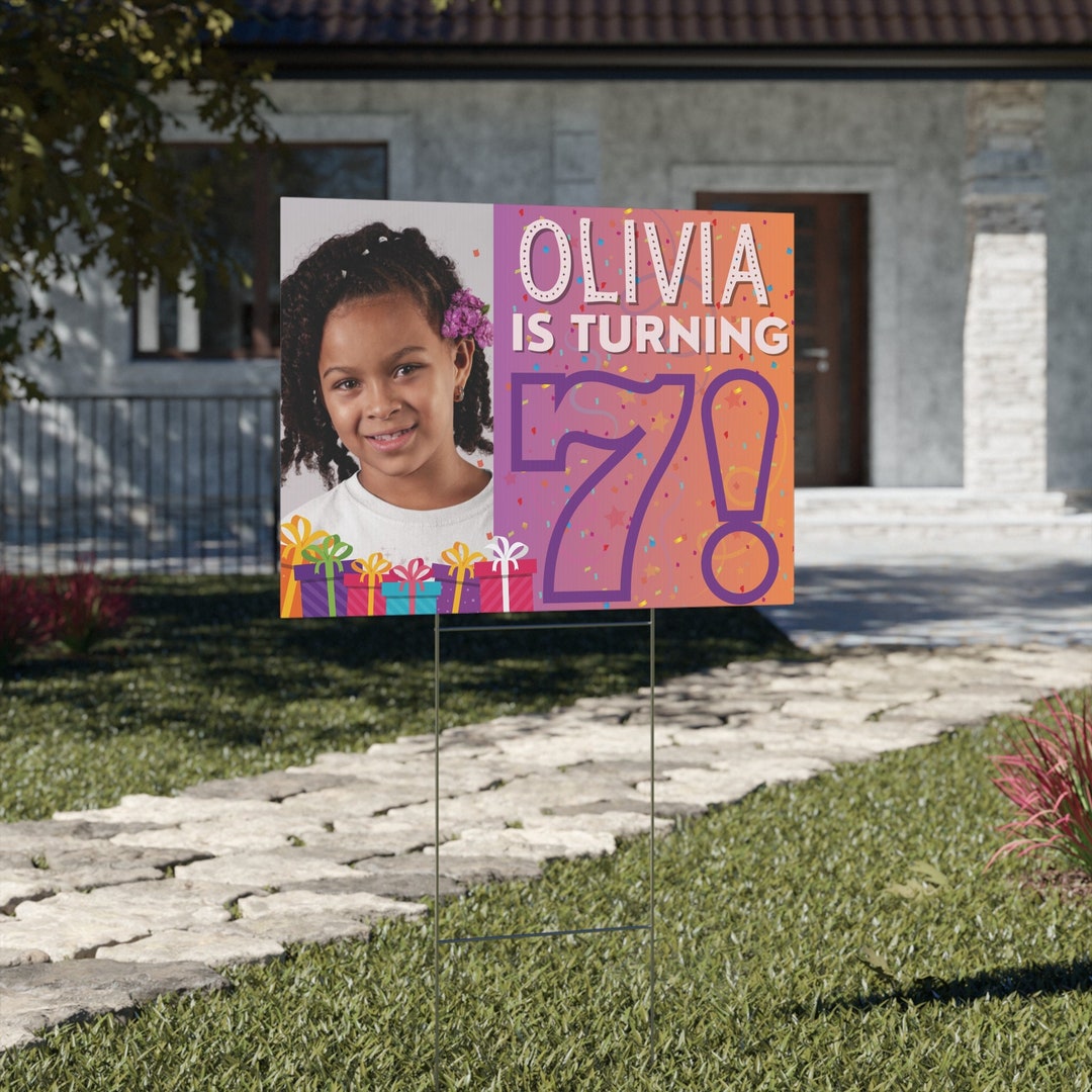 Personalized Kids Birthday Yard Sign With Photo Happy Birthday Sign ...
