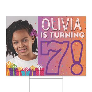 Personalized Kids Birthday Yard Sign With Photo Happy Birthday Sign ...