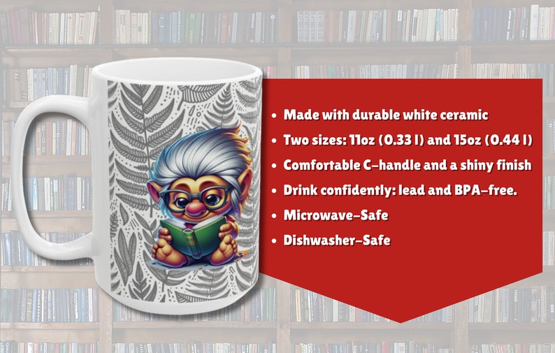 Cute Kawaii Troll Reading Book Coffee Mug Bookish Gifts Booktok ...