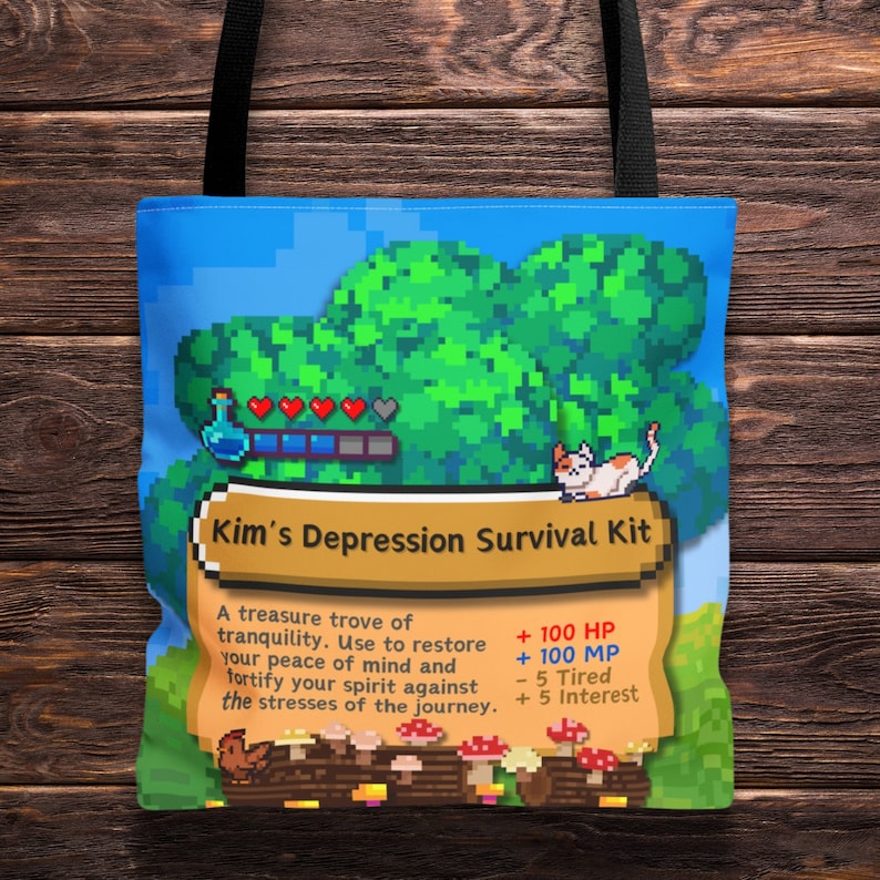 Personalized Depression Mental Health Survival Kit Tote Bag Self-care ...