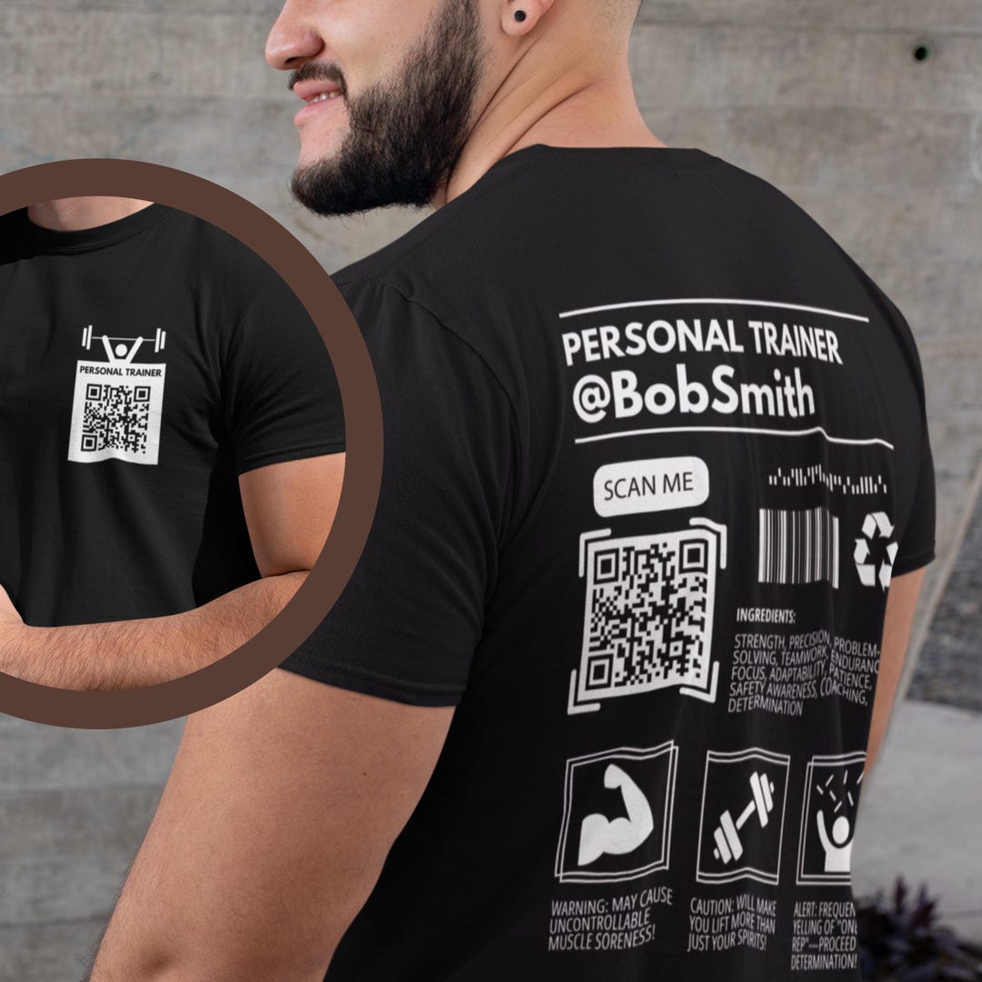 Personal Trainer Custom T-shirt, QR Code Personal Trainer Shirt ...