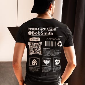 Personalized Insurance Agent Custom T-shirt, QR Code Insurance Agent ...