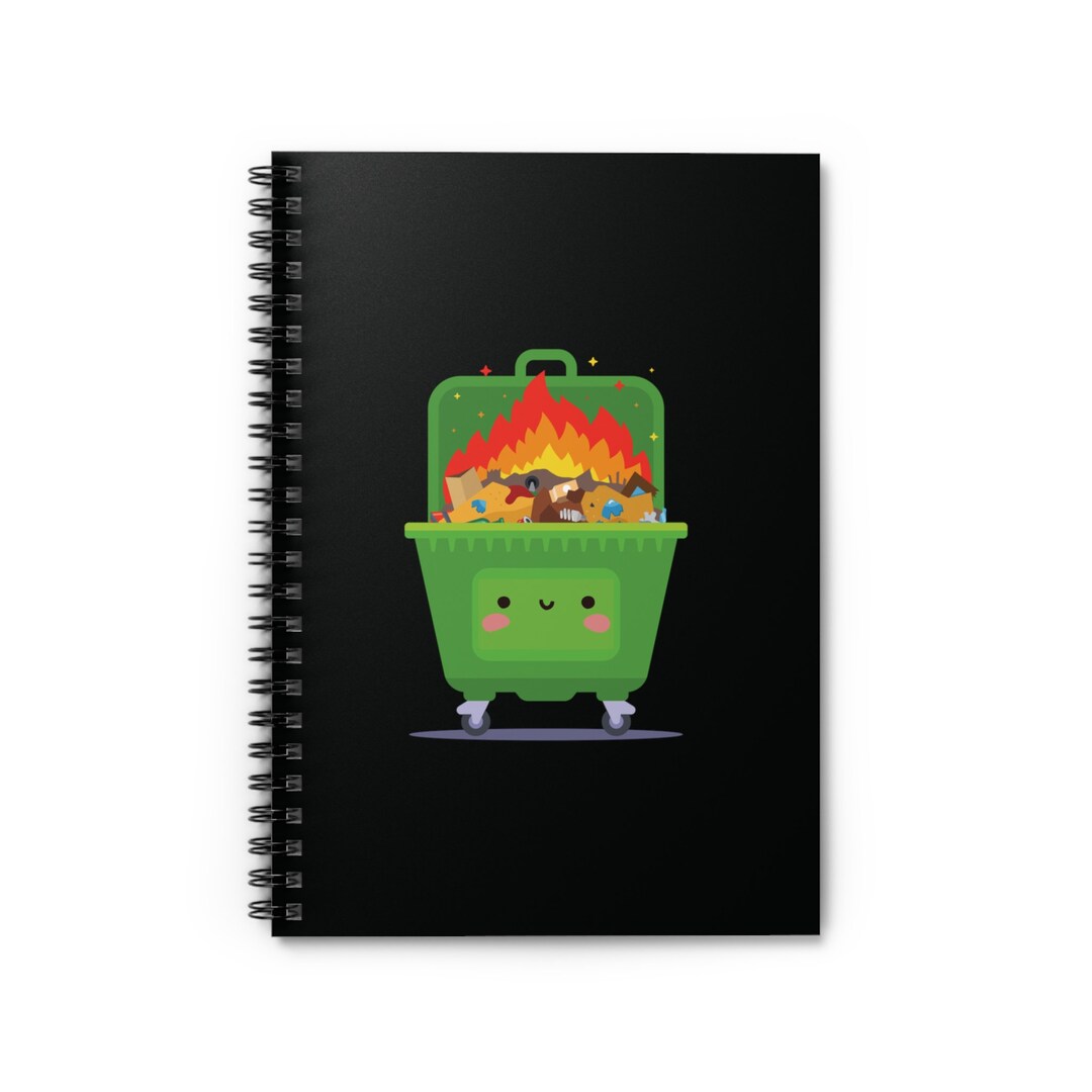 Kawaii Dumpster Fire Spiral Notebook Ruled Line Cute and Funny ...