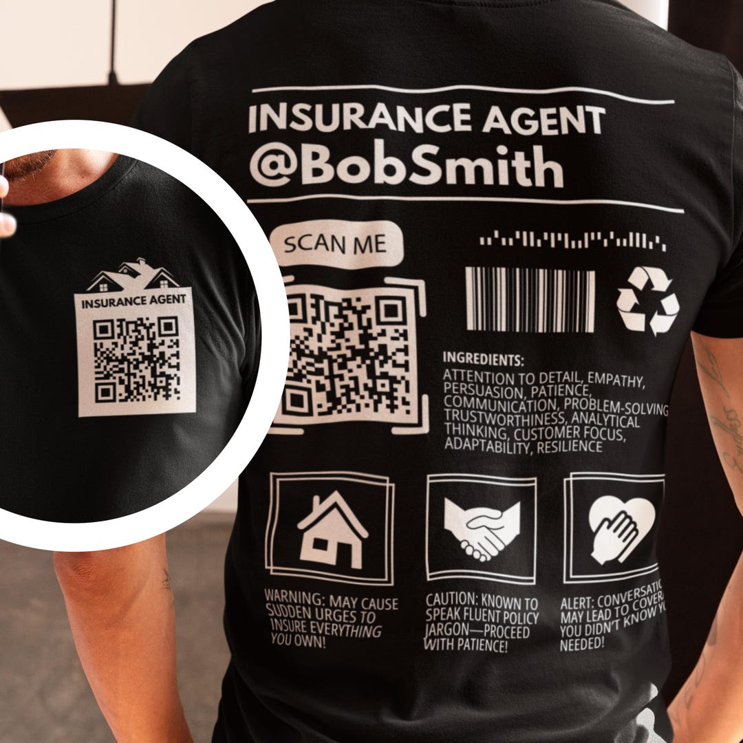 Personalized Insurance Agent T-shirt With Custom QR Code - Etsy