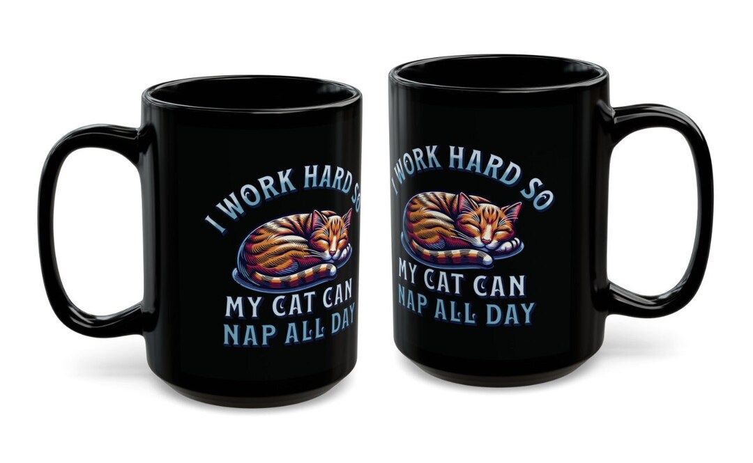 Cat Lover Black Coffee Mug, Funny Cat Nap Gift (11oz, 15oz) - Etsy