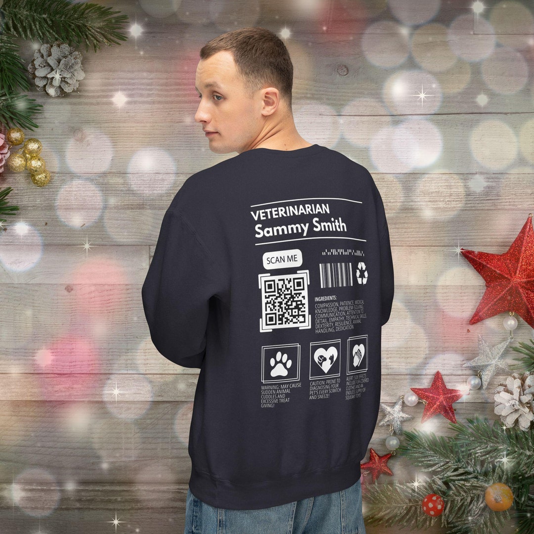 Custom Veterinarian Sweatshirt: Personalized QR Code Vet Tech Gift - Etsy