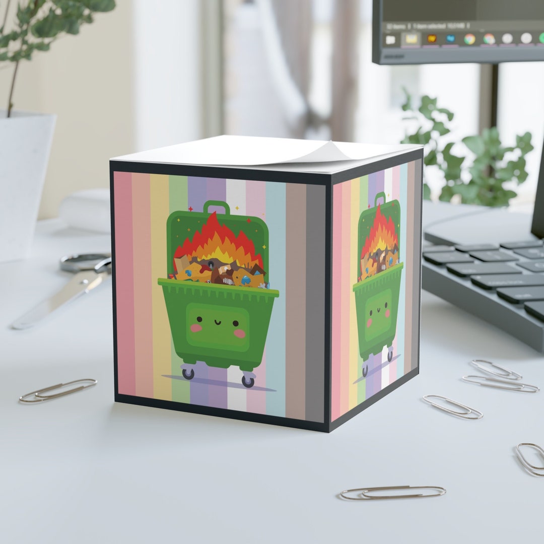 Dumpster Fire Sticky Note Cube | Cute Post-it Notes | Funny Office ...