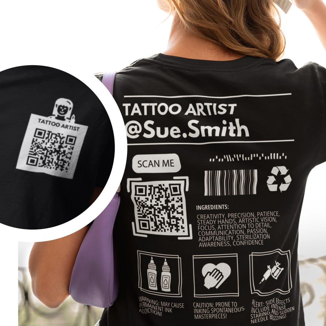 Personalized Tattoo Artist Shirt Custom T-shirt, QR Code Tattoo Artist ...