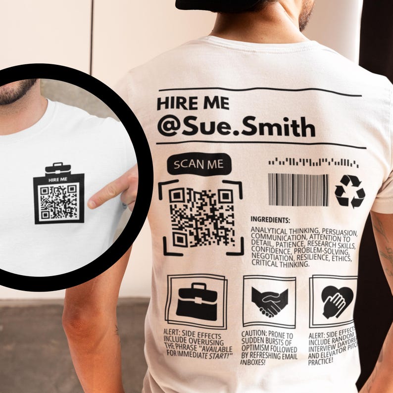 Personalized QR Code Resume T-shirt, Comfort Colors Hire Me Shirt - Etsy