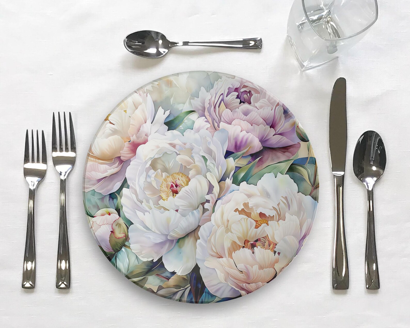 Plate With Peonies Watercolor Art, Unbreakable Indoor/outdoor ...