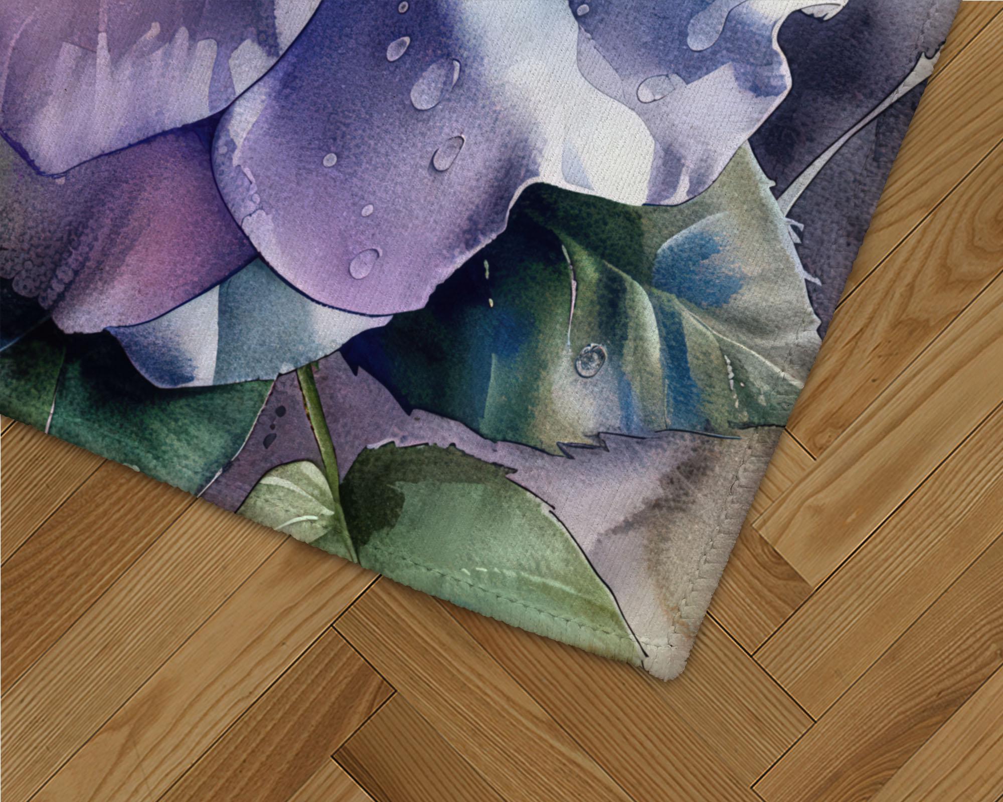Area Rug With English Roses Watercolor Art: Modern Floral Indoor ...