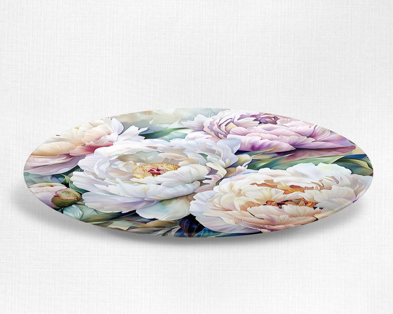 Plate With Peonies Watercolor Art, Unbreakable Indoor/outdoor ...