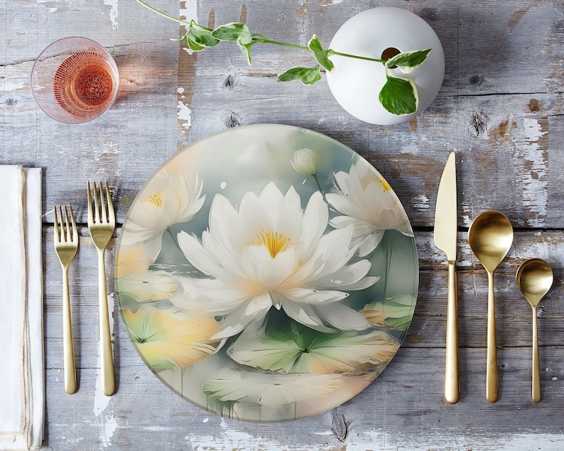 Plate With Water Lilies Watercolor Art, Unbreakable Indoor/outdoor ...