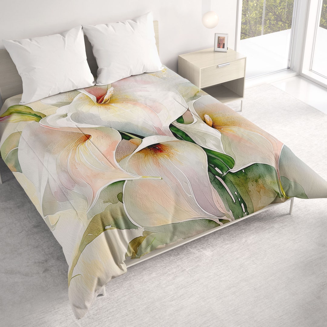 All Seasons Lightweight Comforter With Calla Lillies Watercolor Art ...