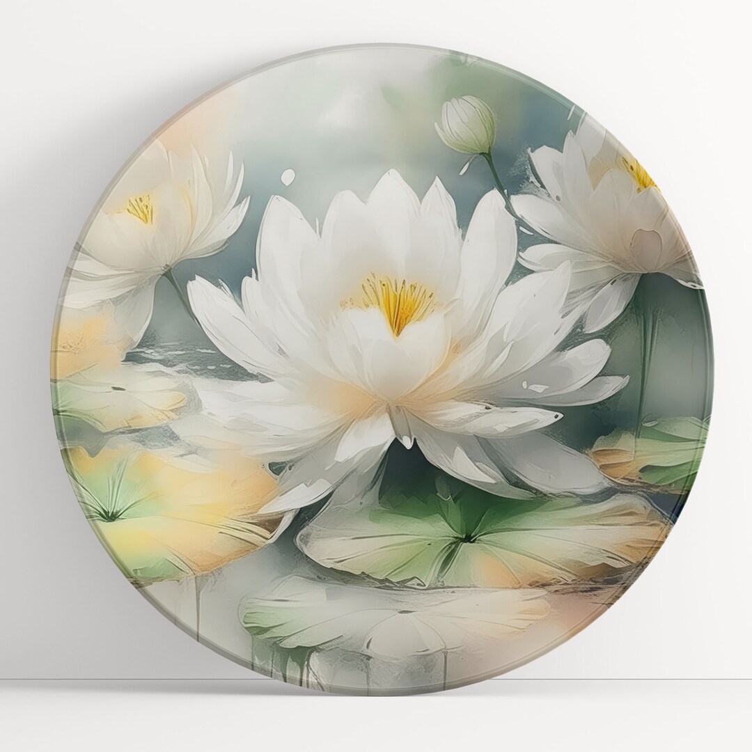 Plate With Water Lilies Watercolor Art, Unbreakable Indoor/outdoor ...