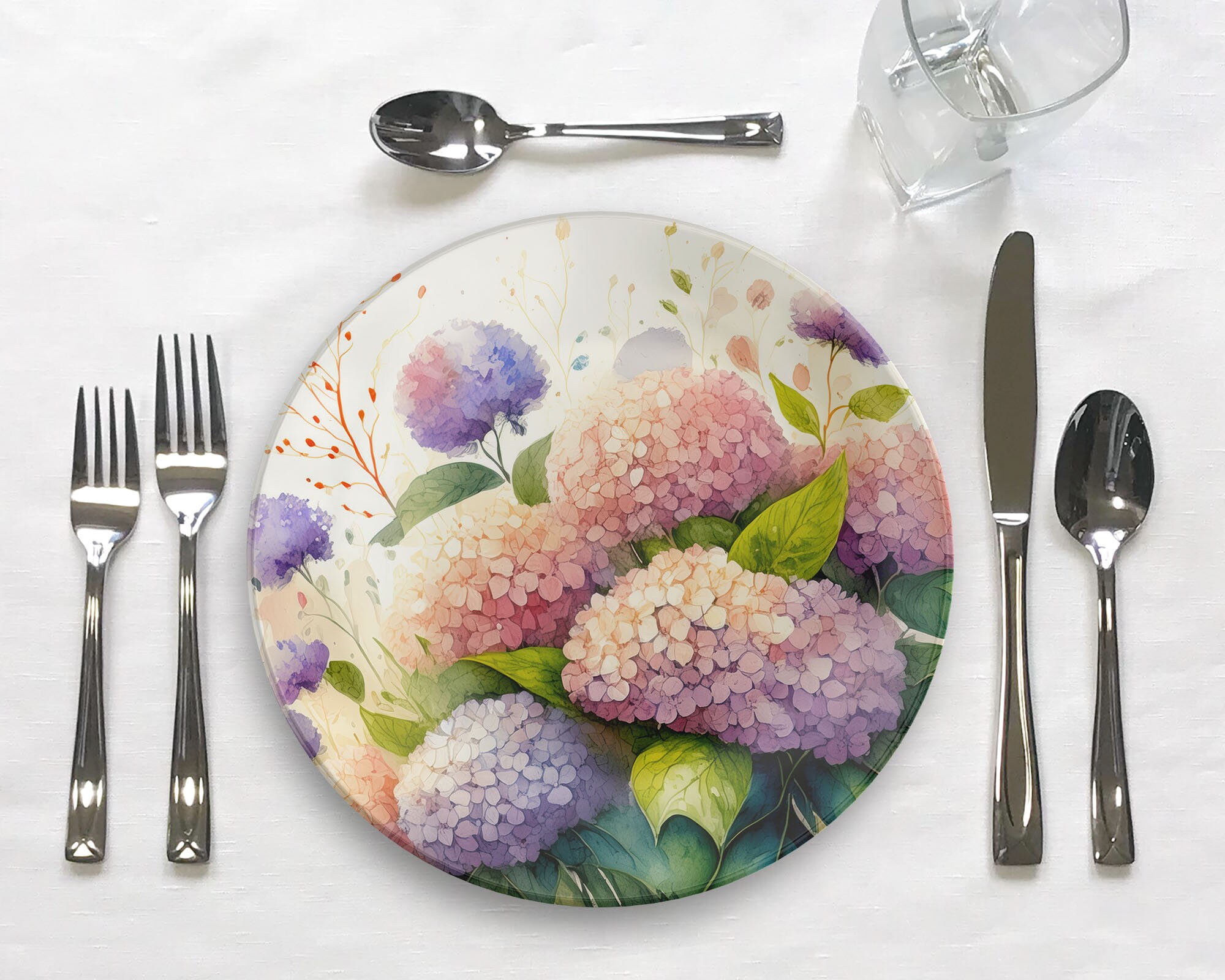 Plate With Hydrangea Watercolor Art: Floral Unbreakable Indoor/outdoor ...